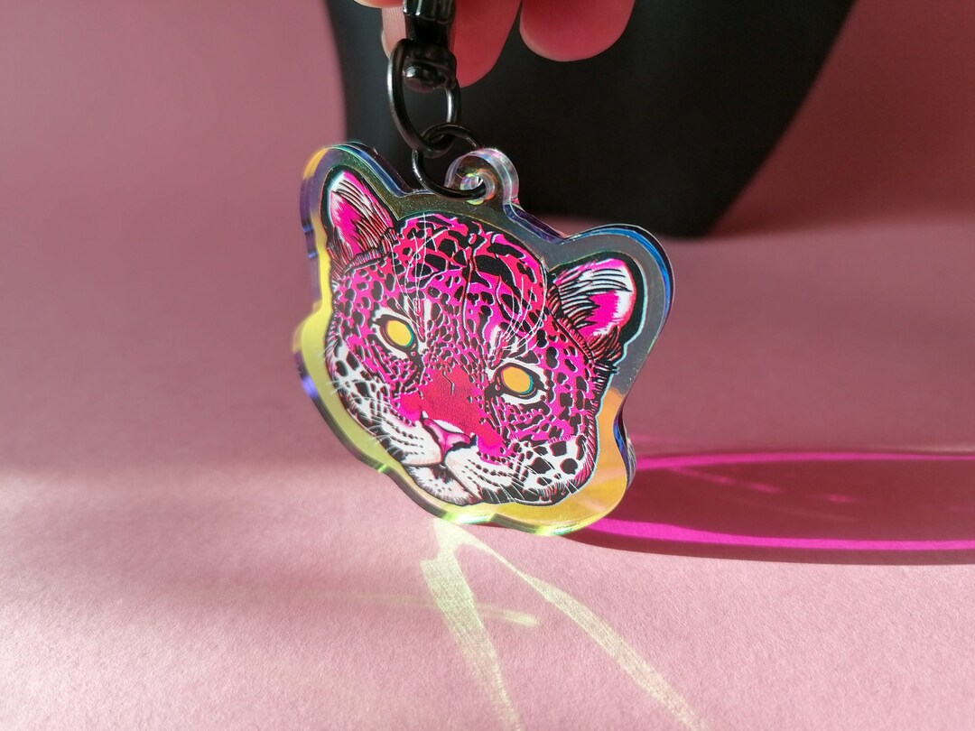 Jaguar and Tiger Keychains Rainbow Holographic Acrylic - Etsy