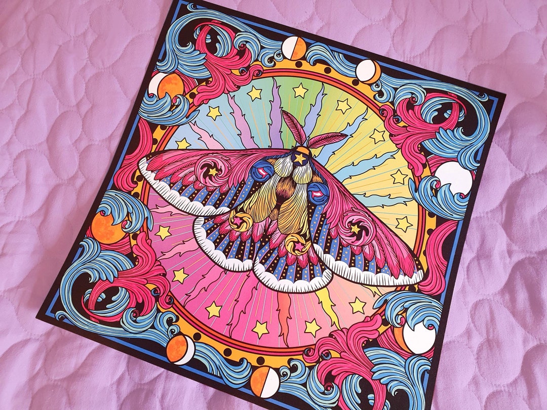 Cosmic Moth Art Print, Moth Wall Art, Pastel Witch, Witchy Decor, Bug ...