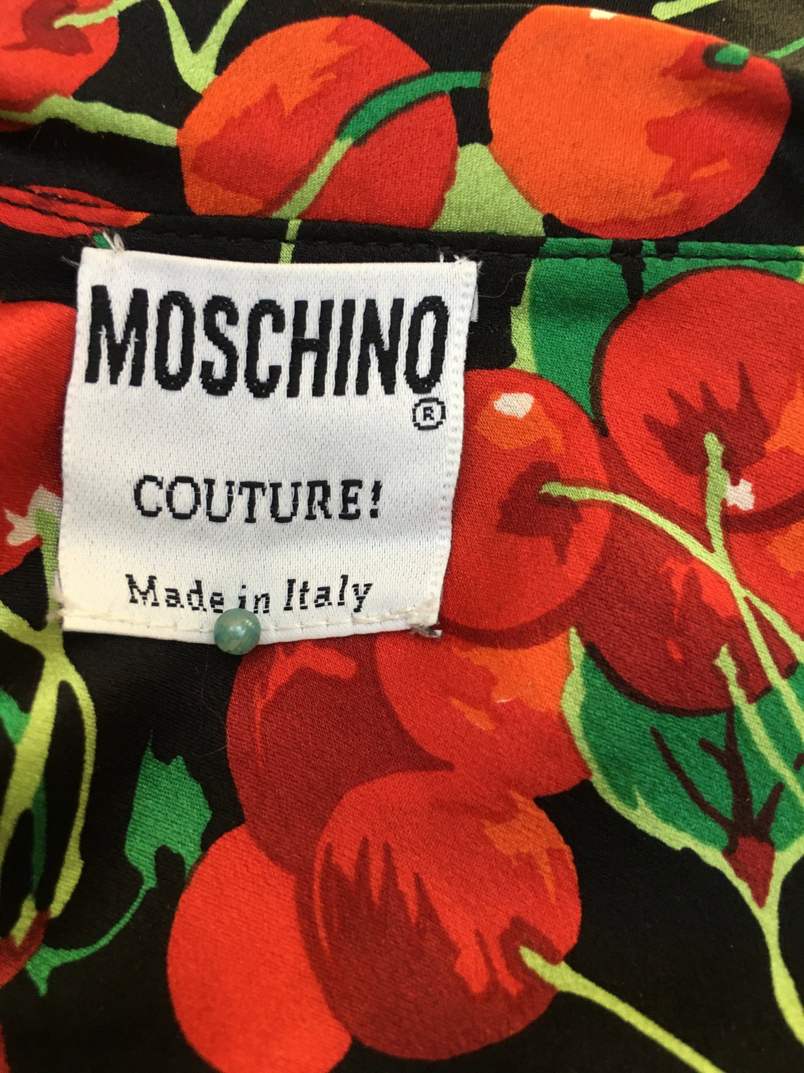 Details about Moschino Couture Silk Short Sleeve Cherry | Etsy