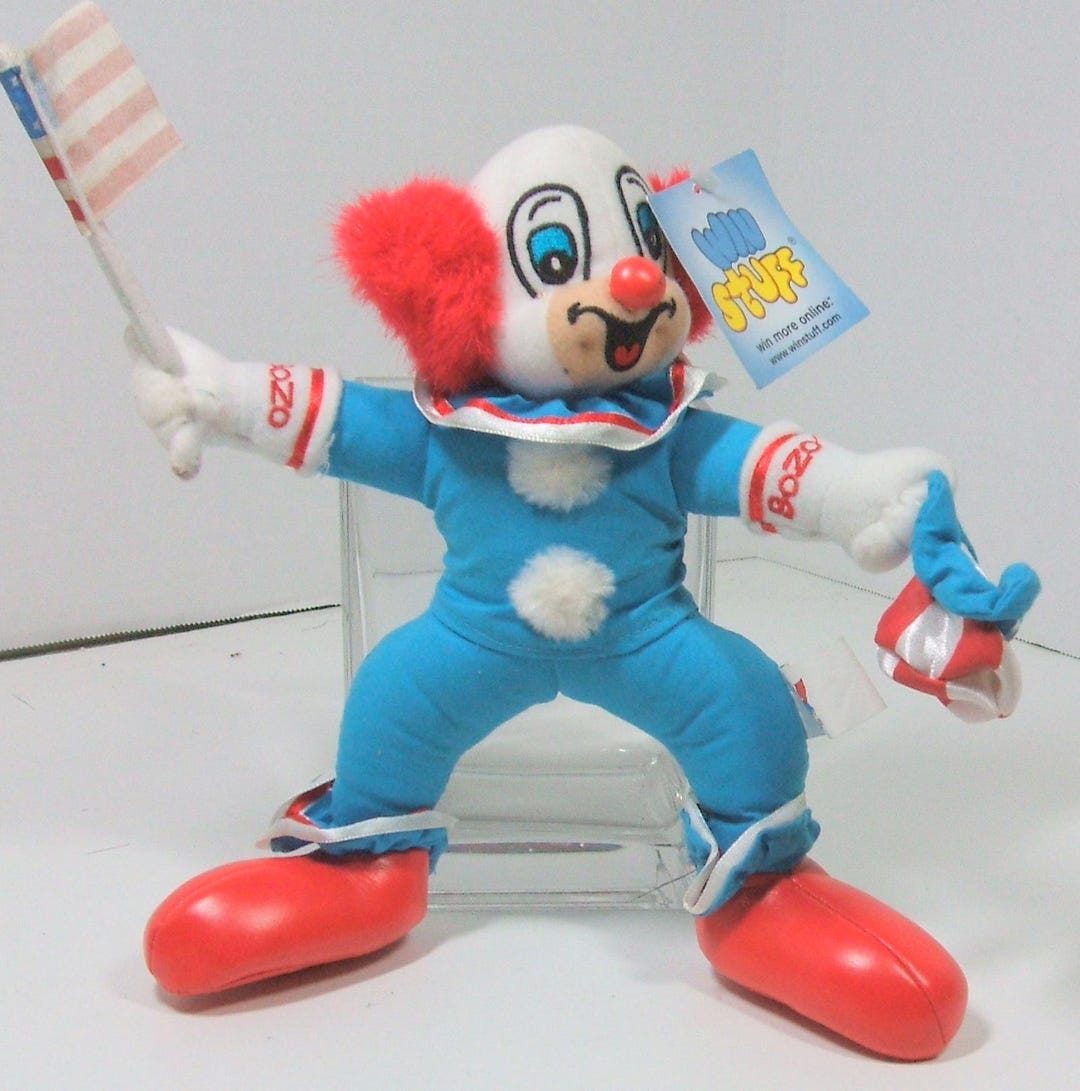 VTG 1999 BOZO the Clown Waving American Flag and Patriotic Top Hat Soft ...