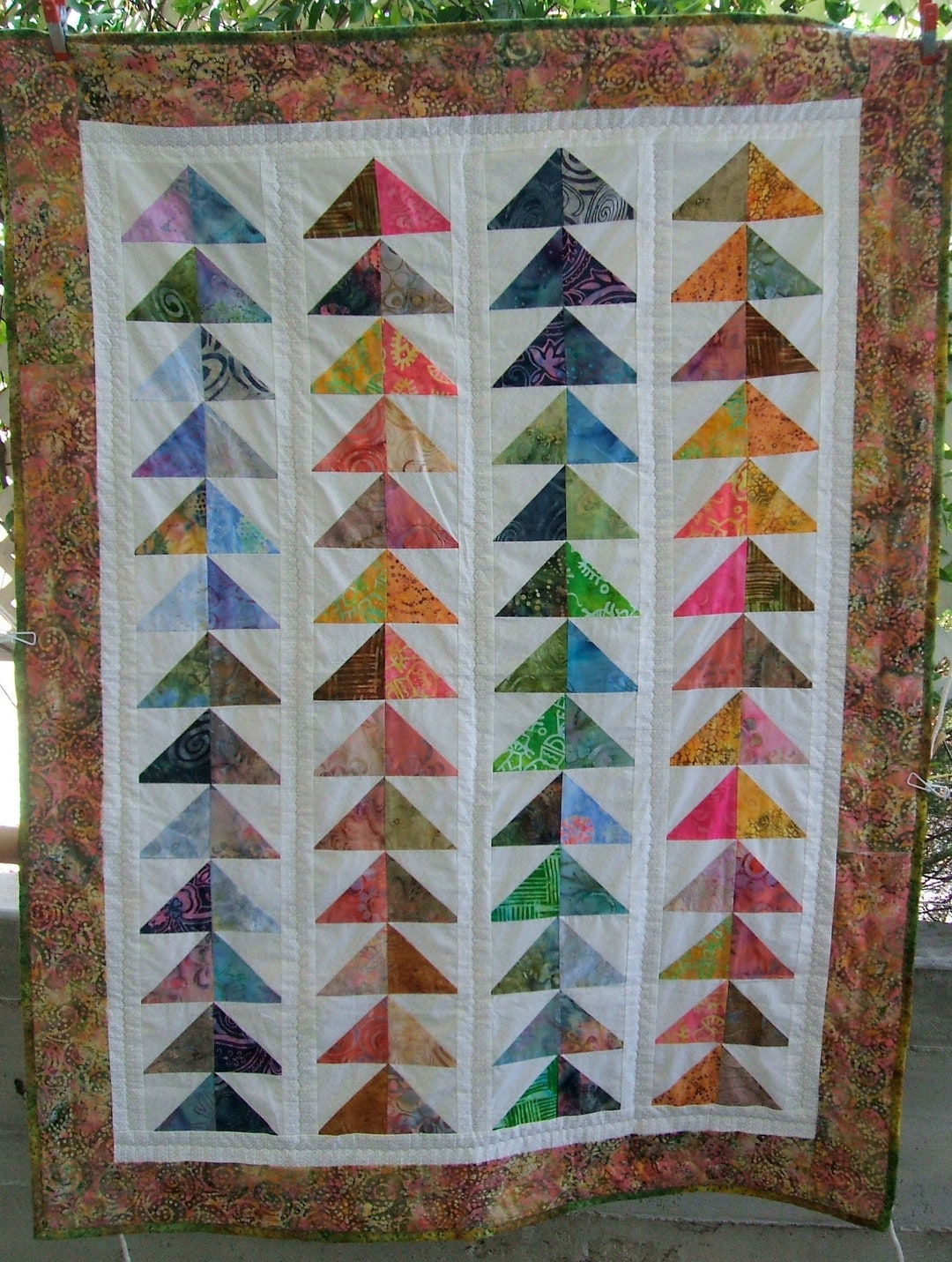 Batik Flying Geese All Colors Cotton Quilt 48 X 65 White - Etsy