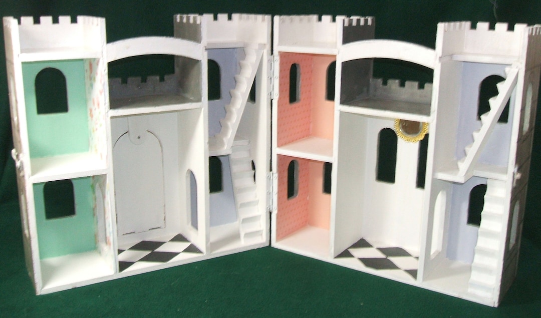 Wooden Castle Playhouse With Furniture 13" Tall 26" Full Open With ...
