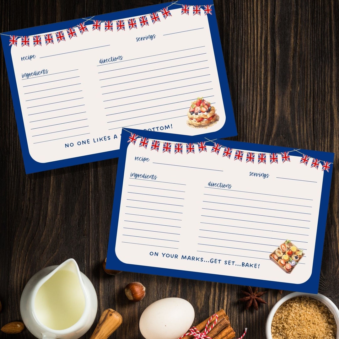 Printable Great British Baking Show Themed Recipe Cards | GBBO |GBBS ...