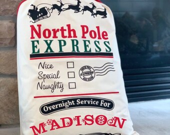 North Pole Express Christmas Coal Bag Santa Sack Lump of Coal Stocking ...