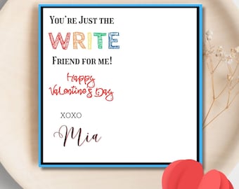 Digital*** Canva You Are the WRITE Friend for Me, Kids Valentines ...
