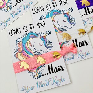 KIDS VALENTINE Card | Love is in the Hair Cards | Girl Unicorn Hair Tie ...