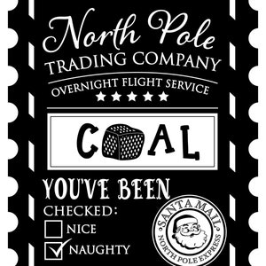 CHRISTMAS SANTA COAL Gift Bag, Lump of Coal, Naughty List, Stocking ...