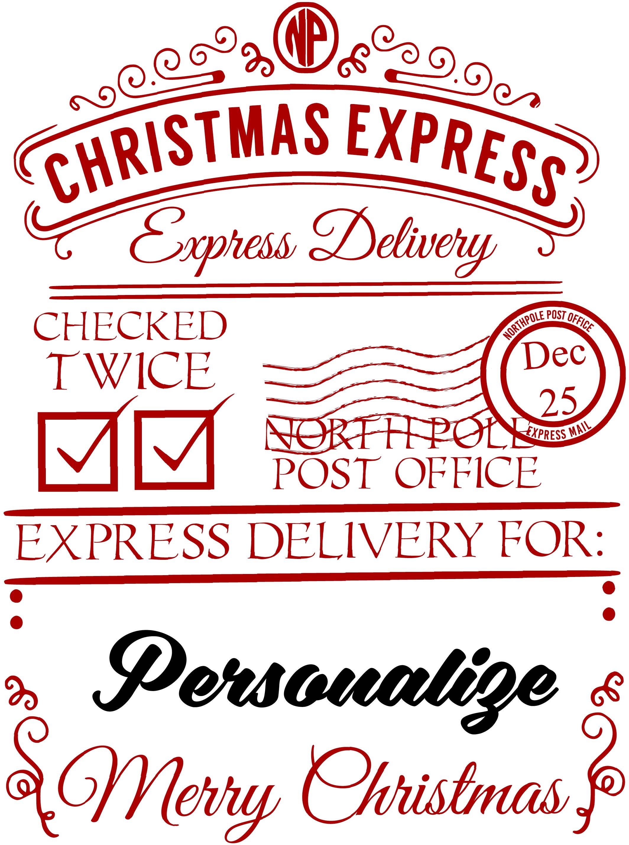 SPECIAL DELIVERY CHRISTMAS Mail Gift Bag / Sack , Mini Santa / Elf Bag ...
