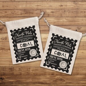 CHRISTMAS SANTA COAL Gift Bag, Lump of Coal, Naughty List, Stocking ...
