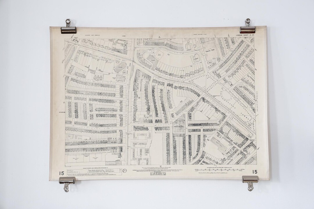 Large Vintage Wall Map : No. 15, Clapton Common London N16 - Etsy UK