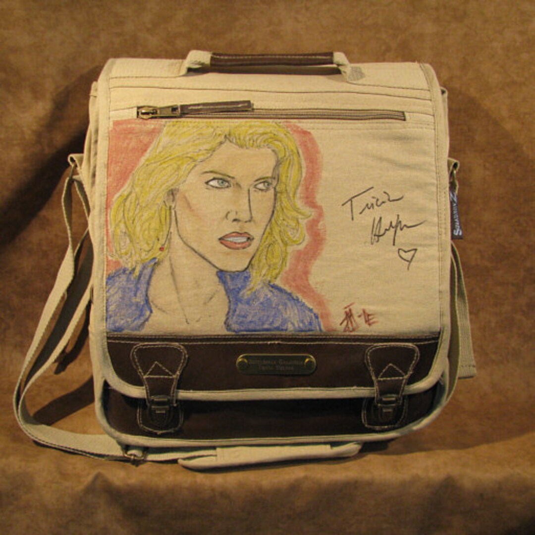 Tricia Helfer Autographed Battlestar Galactica Messenger Back Pack ...