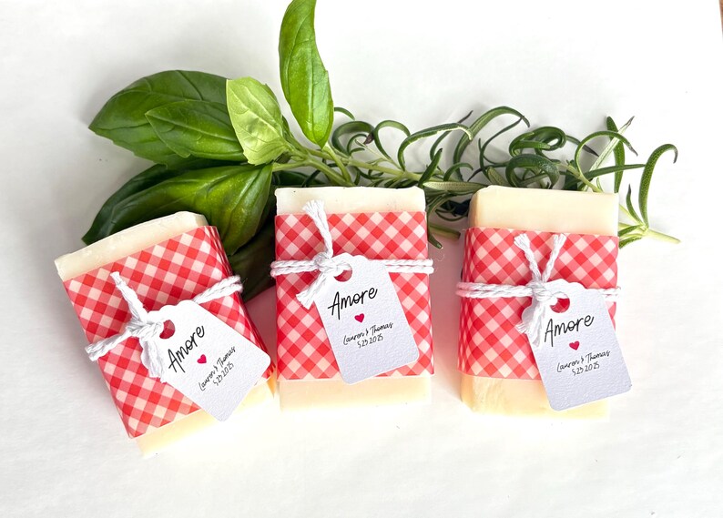 Amore Soap Favors: Italian Bridal Shower, Red Checkered Label - Etsy