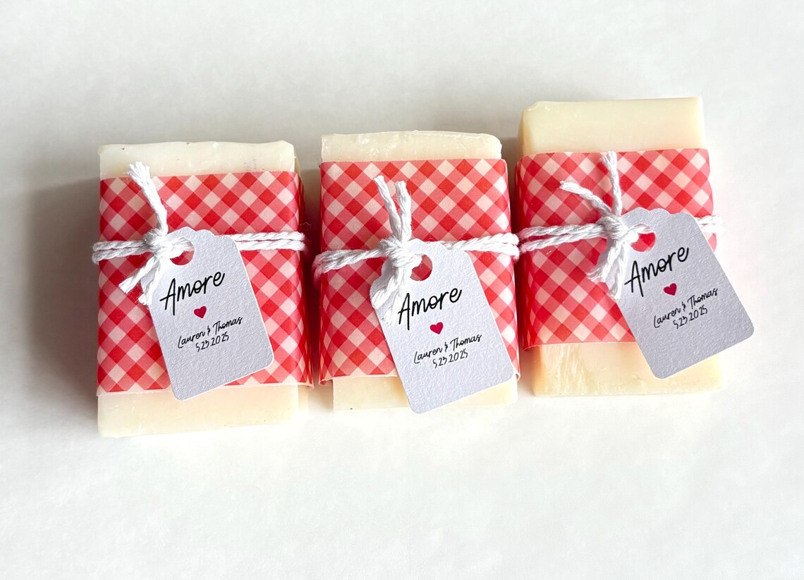 Amore Soap Favors: Italian Bridal Shower, Red Checkered Label - Etsy