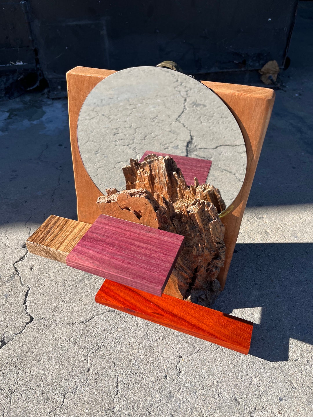 Live Edge Mixed Hardwoods Mirror + Shelves - Etsy