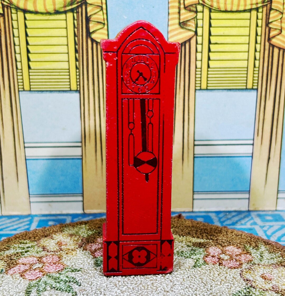 STROMBECKER 1935 Red Grandfather Clock #1 W/black Details, Vintage ...