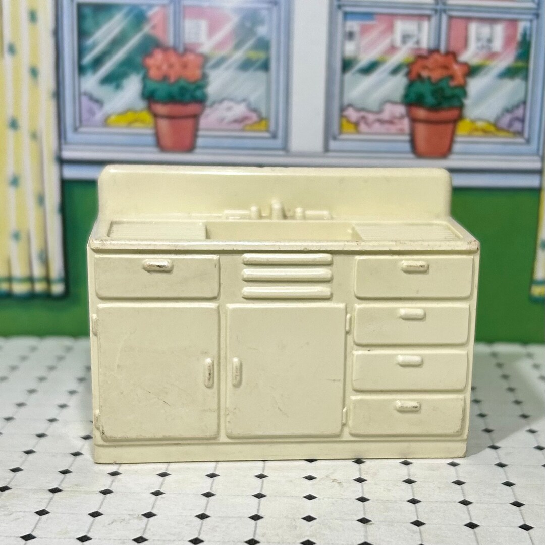 MARX Mansion Old Light Ivory KITCHEN SINK Hard Plastic 1950's-1960's ...