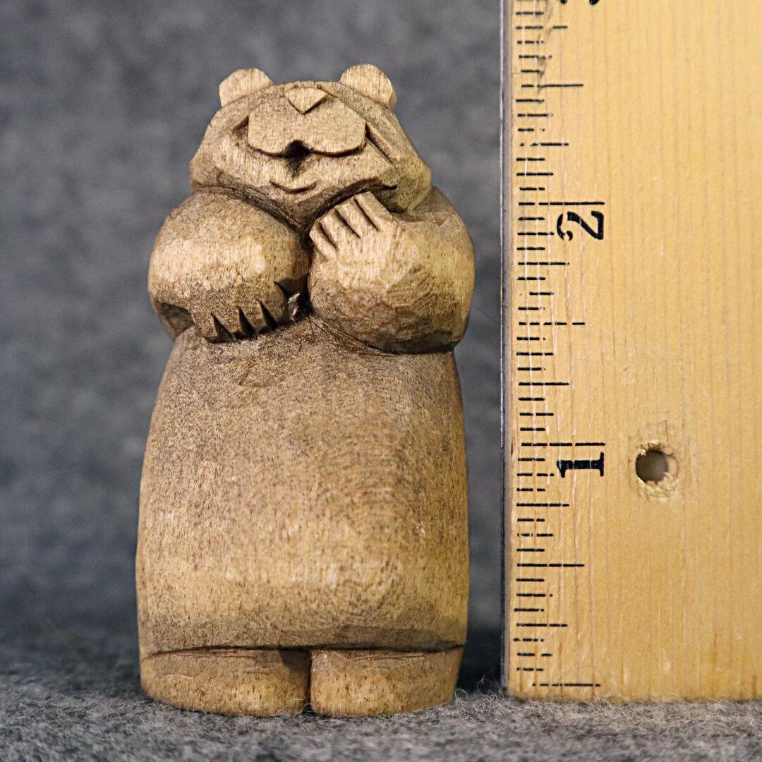 Original, Artist Carved Wood Bears, Miniature Sculptures Designed, Hand ...