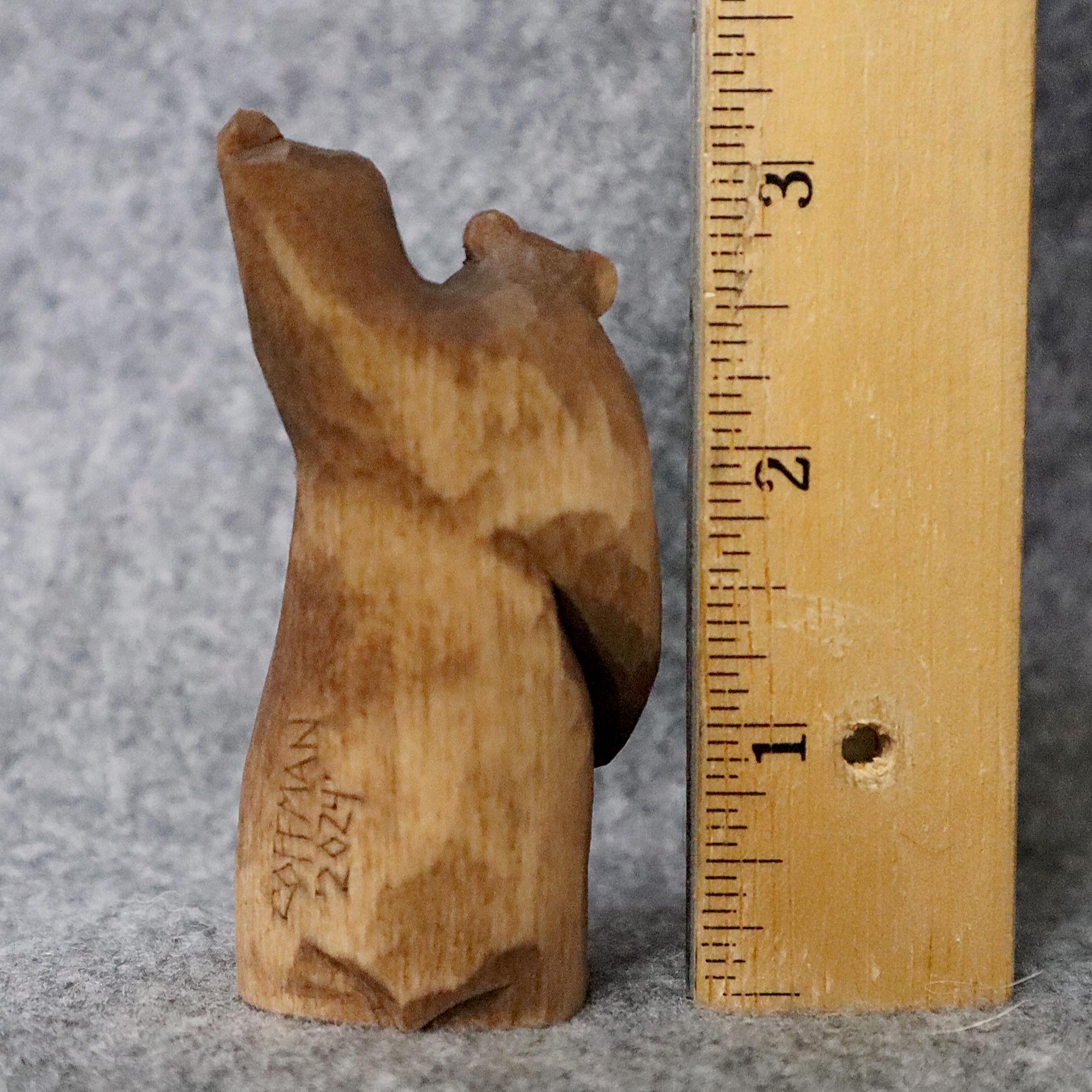 Original, Artist Carved Wood Bears, Miniature Sculptures Designed, Hand ...