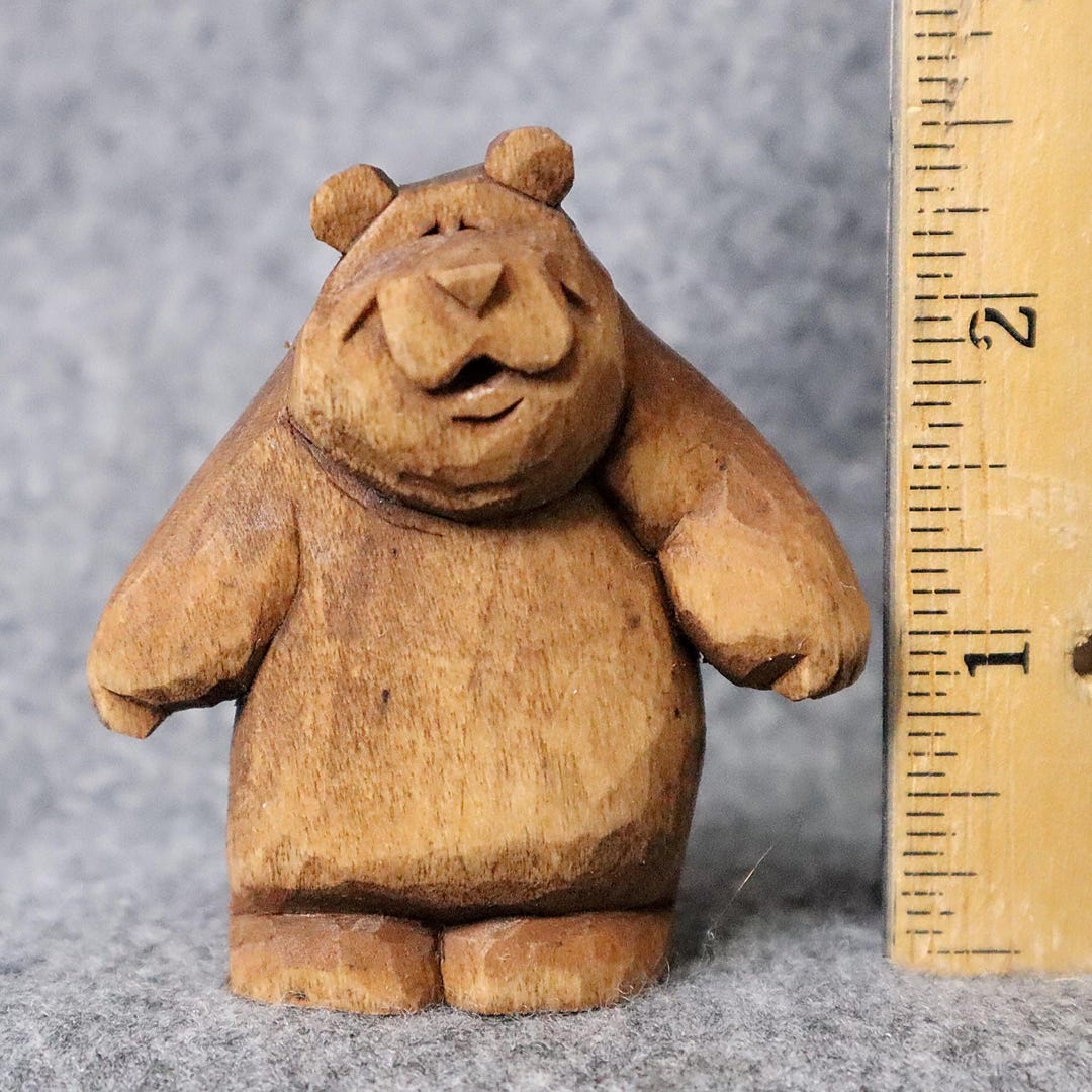 Original, Artist Carved Wood Bears, Miniature Sculptures Designed, Hand ...