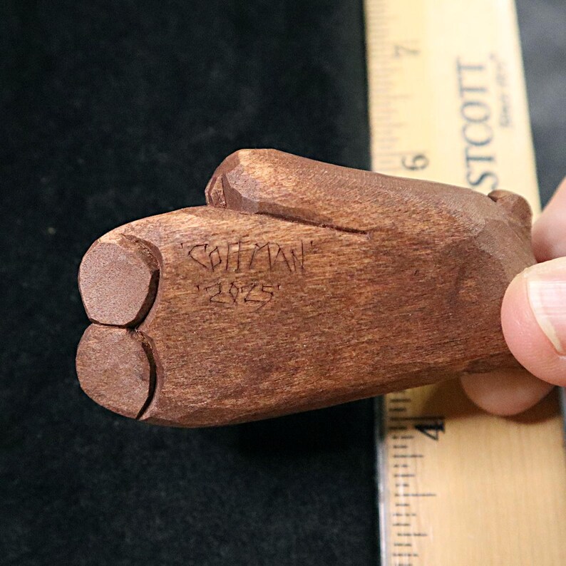 Hand Carved Wood Bear Ornament, a Happy, Original Art Bear, Made in ...
