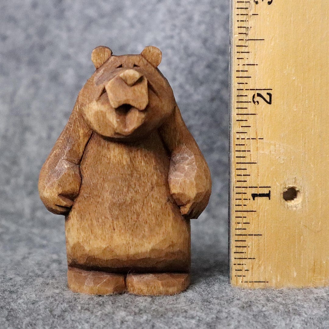 Original, Artist Carved Wood Bears, Miniature Sculptures Designed, Hand ...