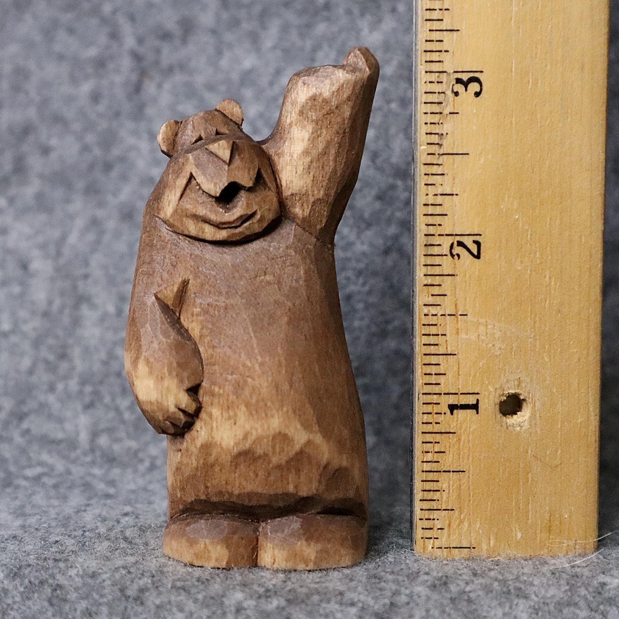 Original, Artist Carved Wood Bears, Miniature Sculptures Designed, Hand ...