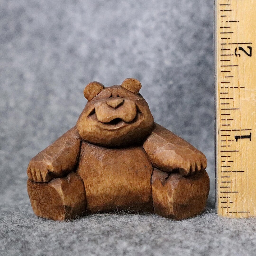 Original, Artist Carved Wood Bears, Miniature Sculptures Designed, Hand ...