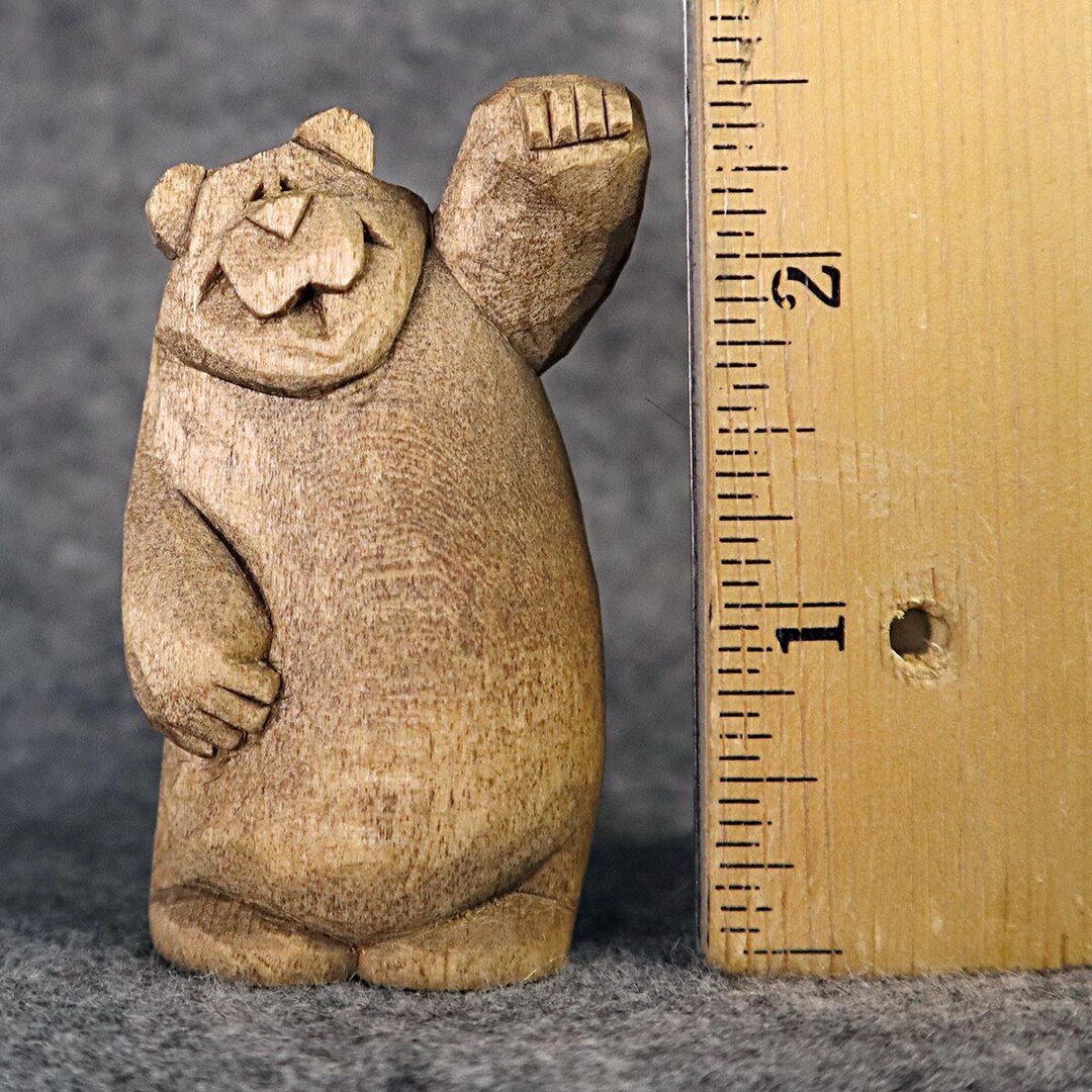 Original, Artist Carved Wood Bears, Miniature Sculptures Designed, Hand ...