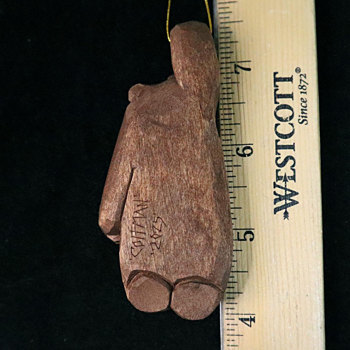 Hand Carved Wood Bear Ornament, a Happy, Original Art Bear, Made in ...