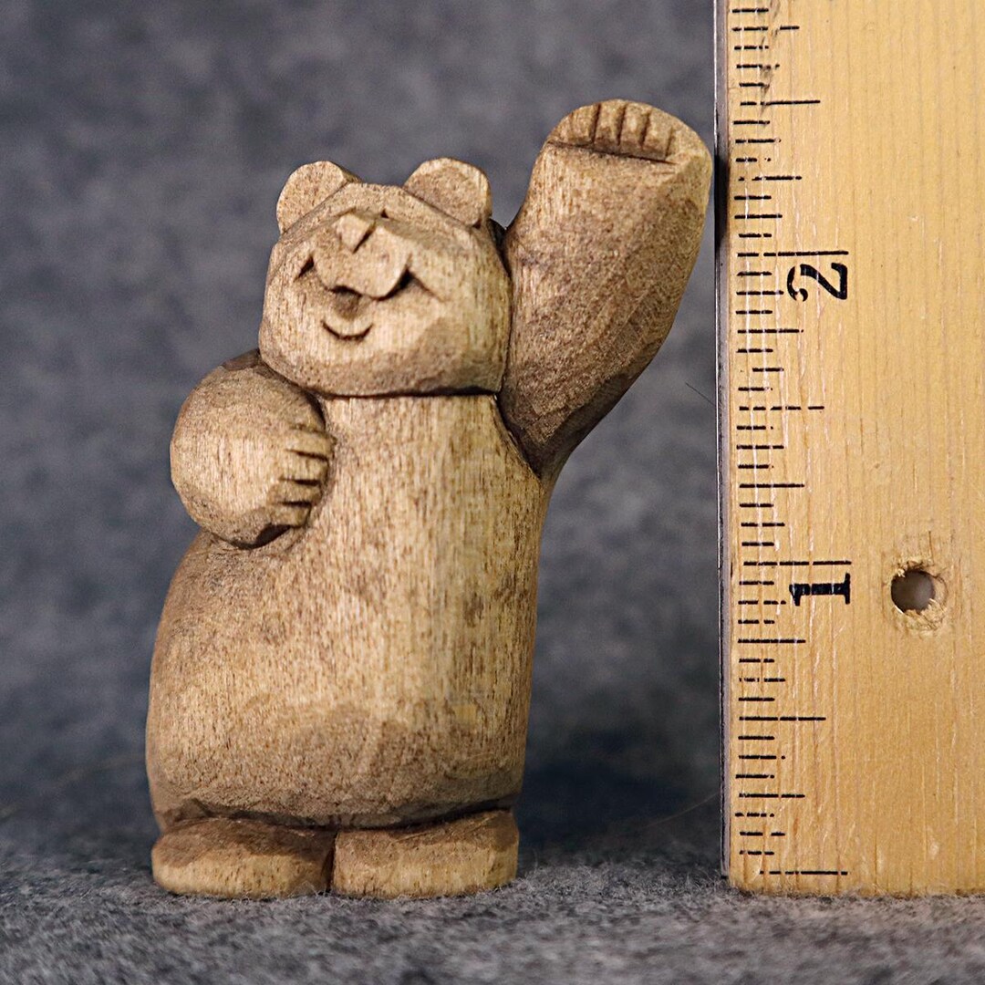 Original, Artist Carved Wood Bears, Miniature Sculptures Designed, Hand ...