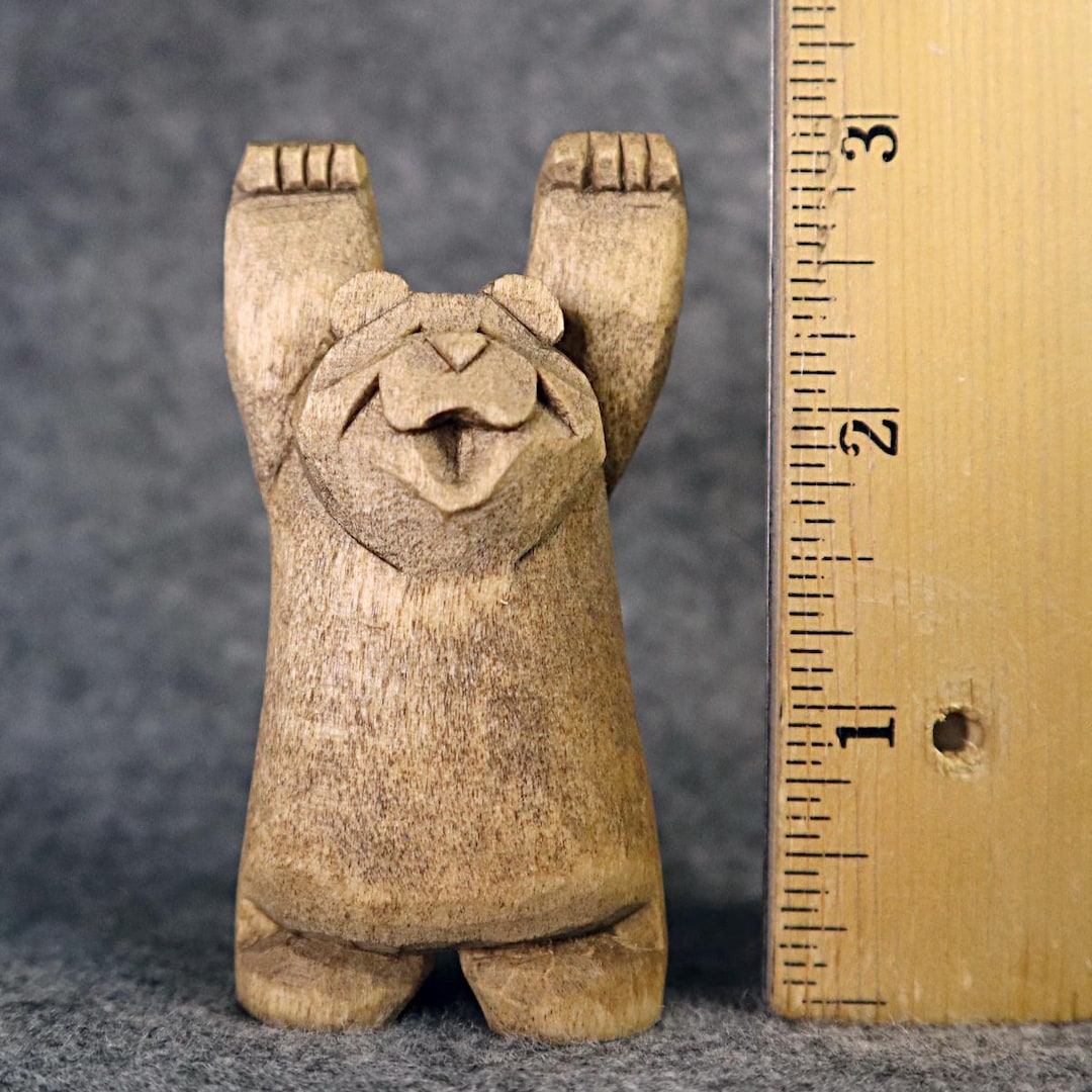 Original, Artist Carved Wood Bears, Miniature Sculptures Designed, Hand ...