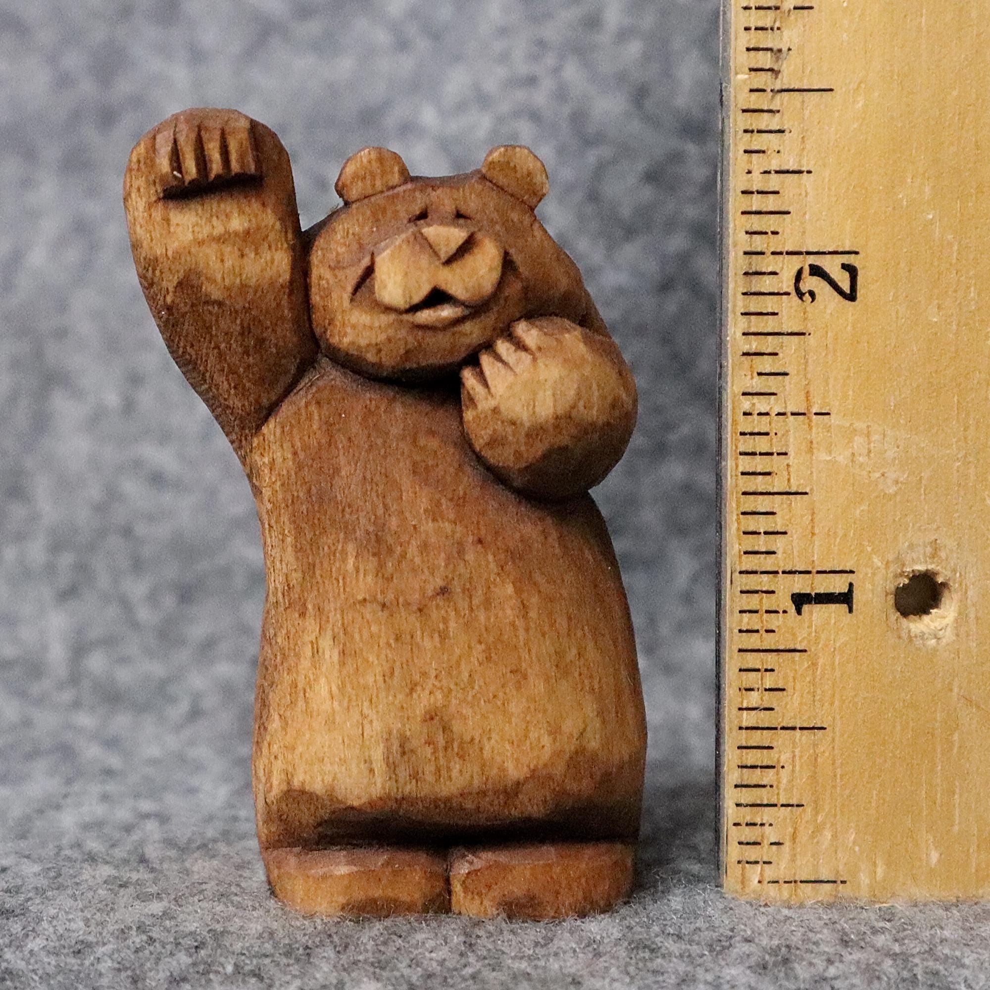 Original, Artist Carved Wood Bears, Miniature Sculptures Designed, Hand ...