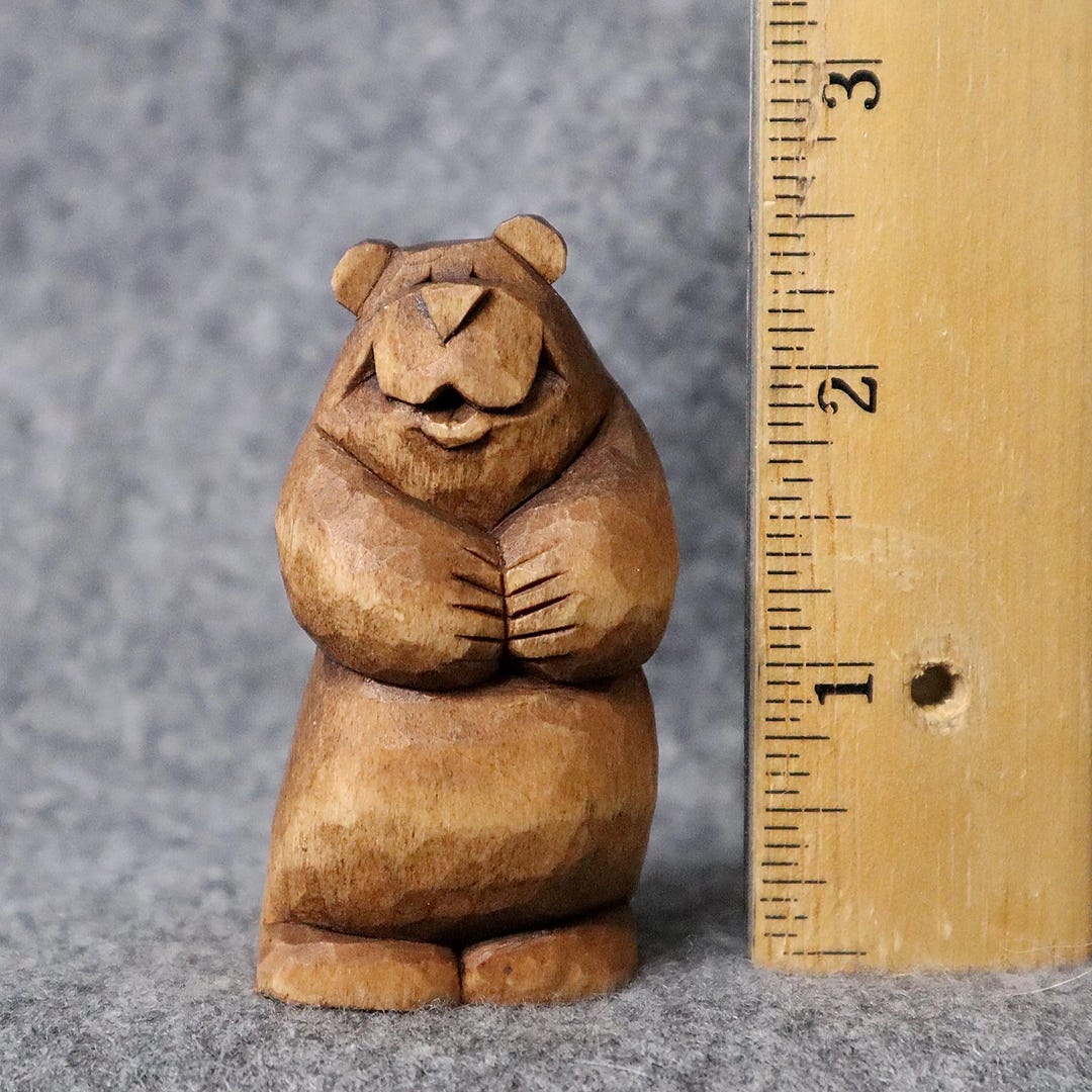 Original, Artist Carved Wood Bears, Miniature Sculptures Designed, Hand ...