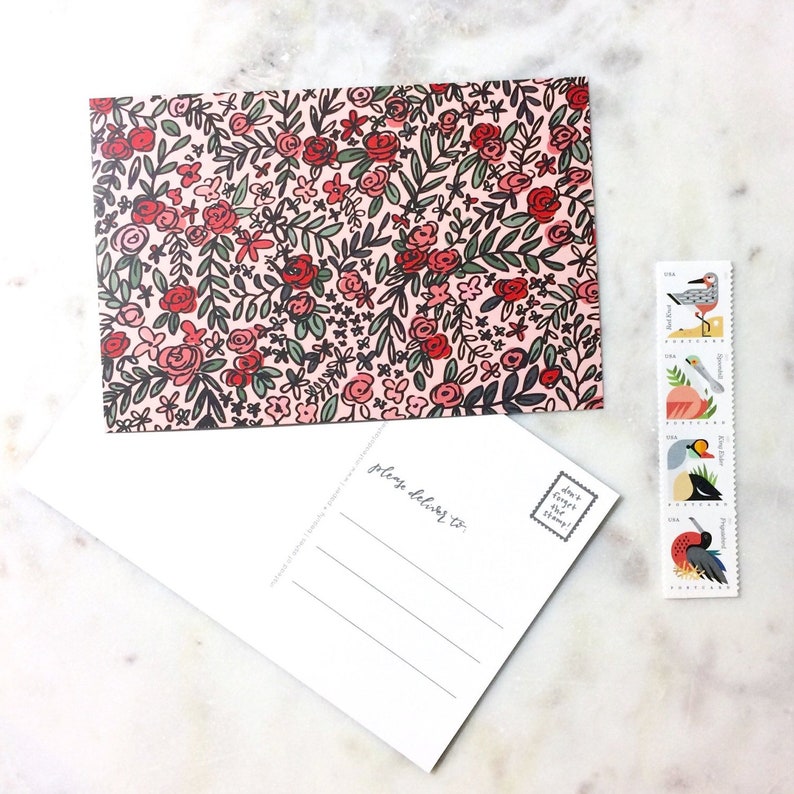 Set of Postcards Pink Floral Notecards Stationery Floral - Etsy