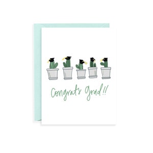 Congrats Grad Cactus With Graduation Caps Cacti in Line - Etsy