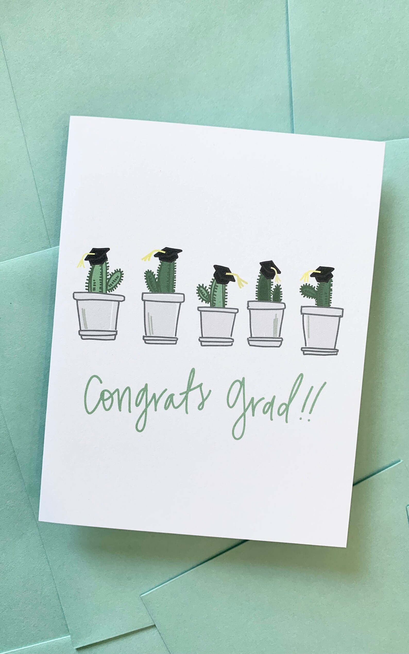 Congrats Grad Cactus With Graduation Caps Cacti in Line - Etsy