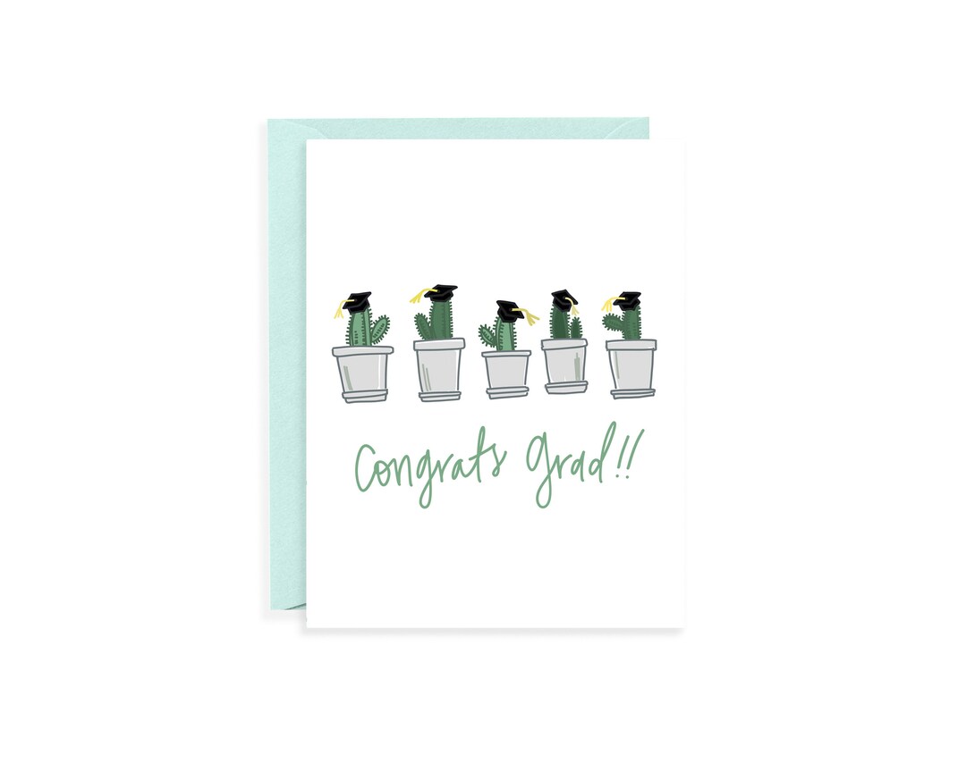 Congrats Grad Cactus With Graduation Caps Cacti in Line - Etsy