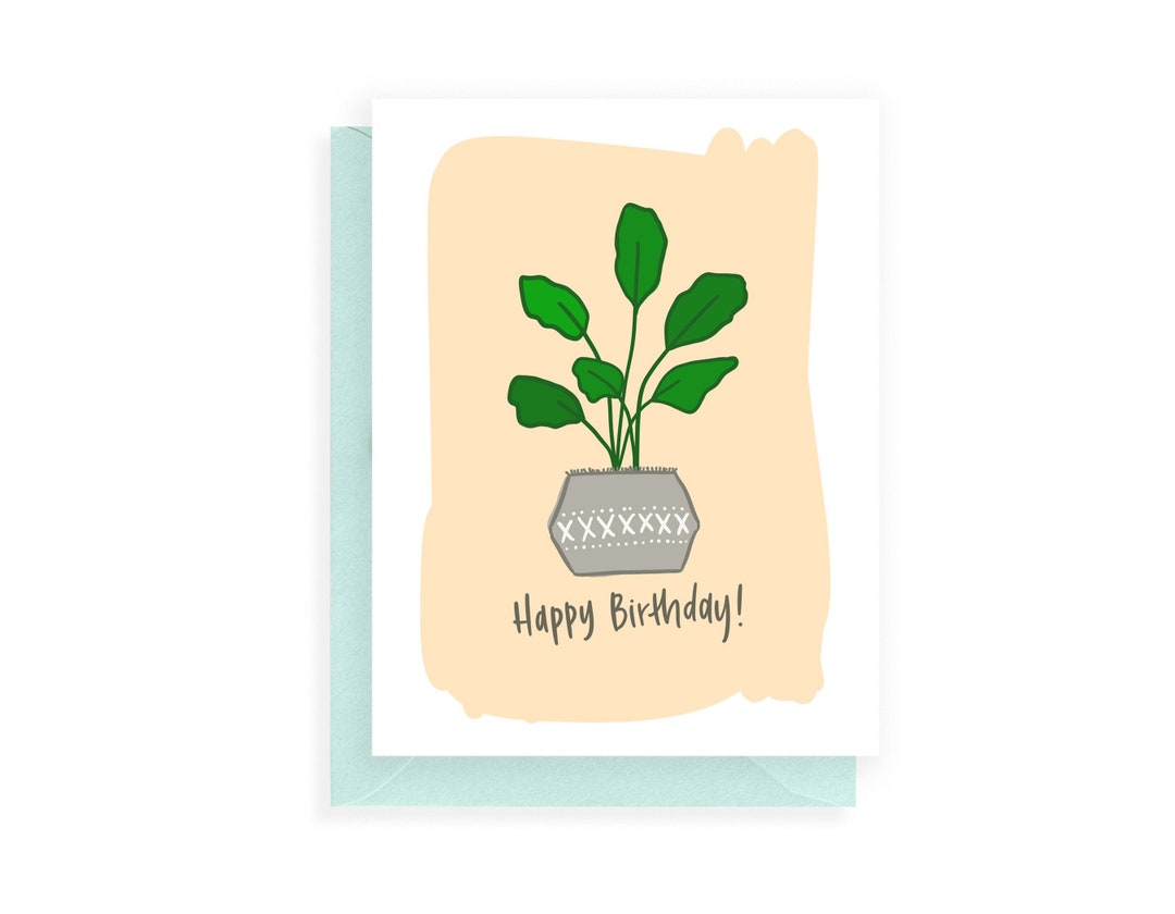 Birthday Card Large Potted Plant Card Houseplant - Etsy