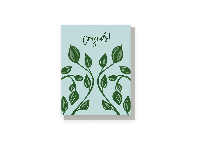 Congratulations Card Congrats With Trellis Leaves - Etsy