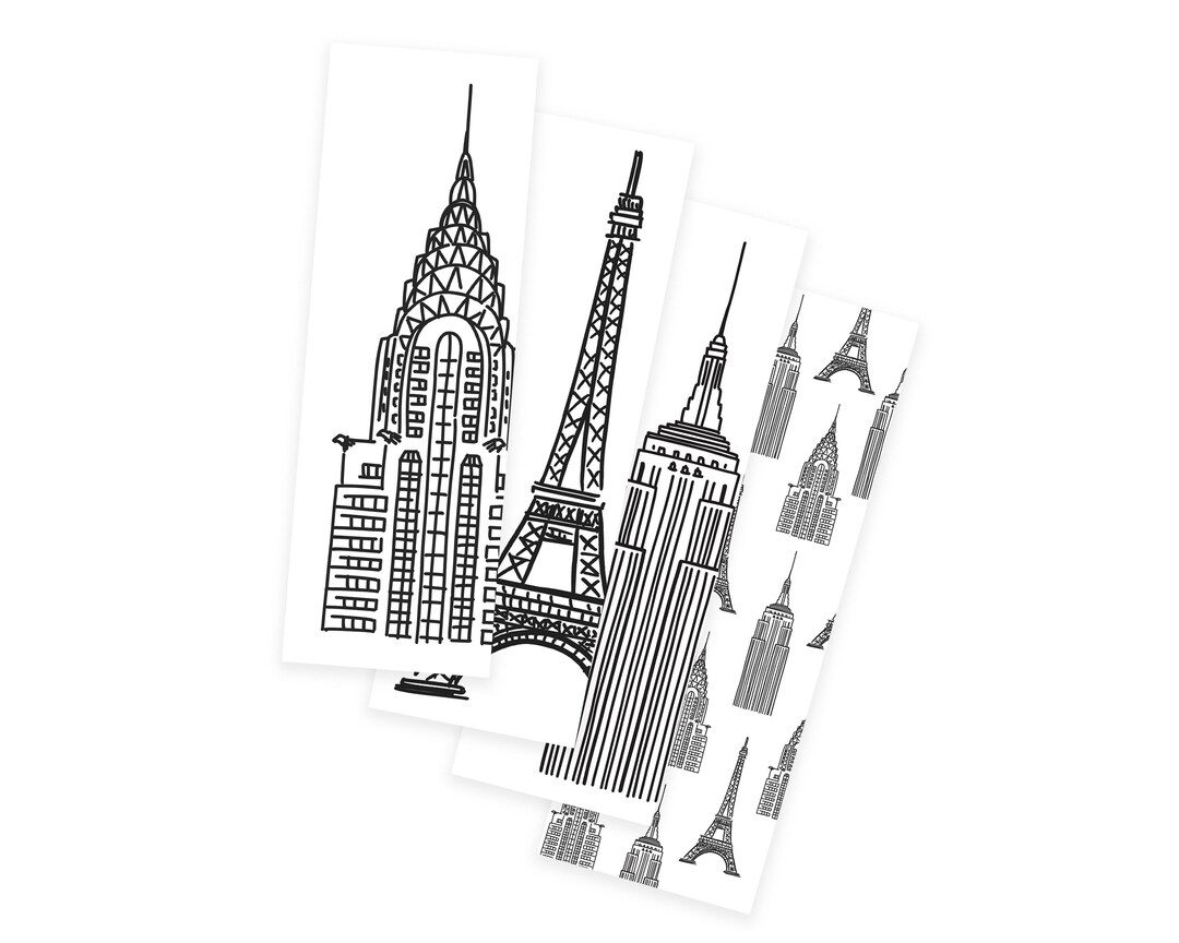 Bookmark Set Architecture Set of 4 Bookmarks, Booktok, Eiffel Tower ...