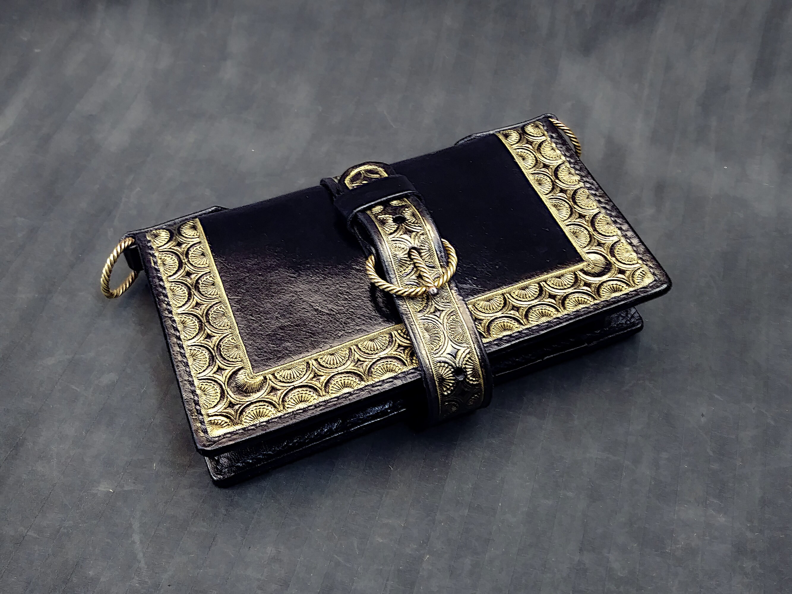 Faux Medieval Travel Bookcase. Handmade Leather Phone Pouch/case With ...