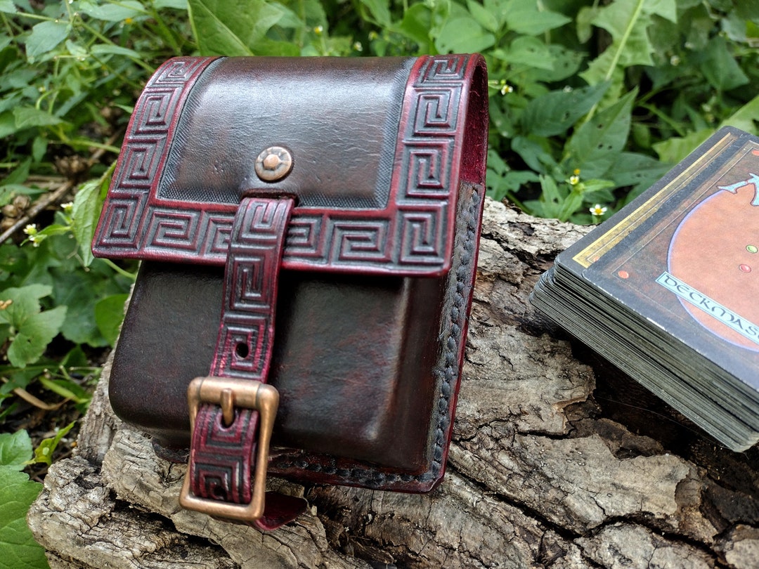 Handmade Leather Belt Pouch for Card Decks Engraved With a - Etsy
