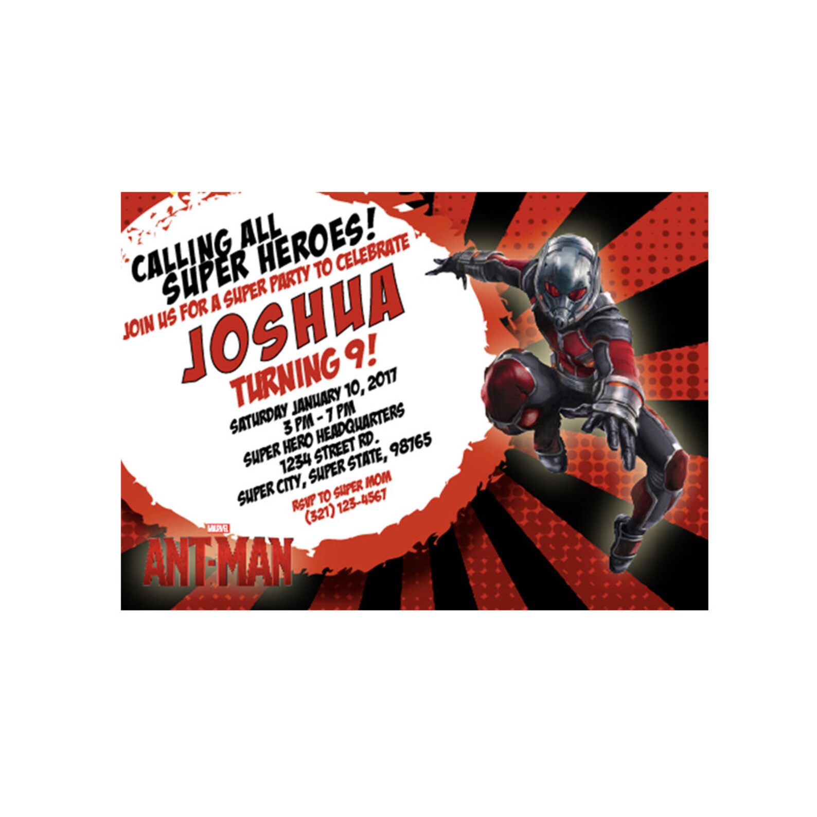 Antman Invitation - Ant-man Birthday - Ant-man Party - Boy Birthday ...