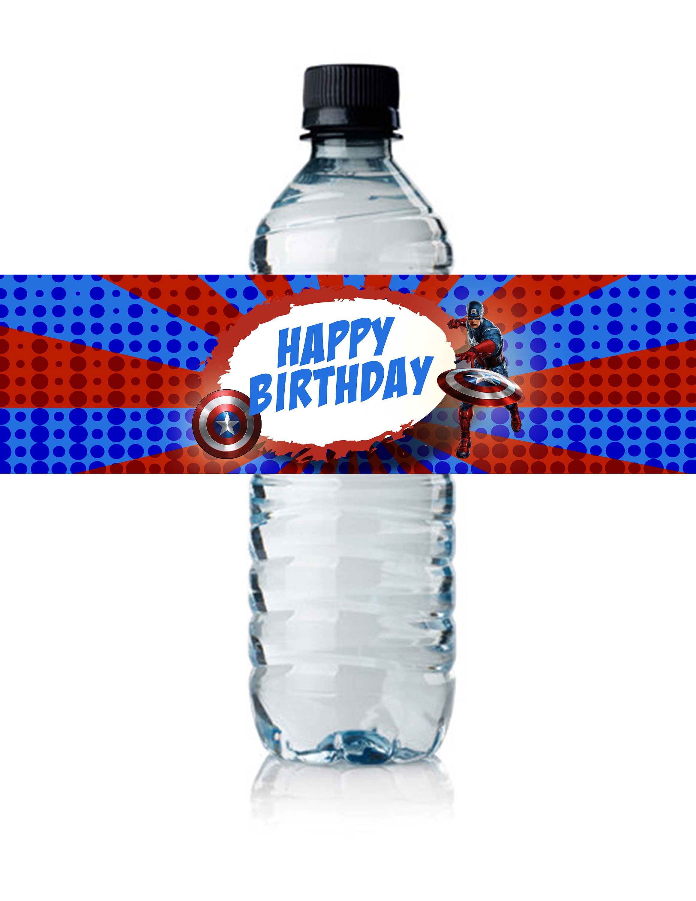Captain America Labels - Captain America Birthday Labels - Water Bottle ...