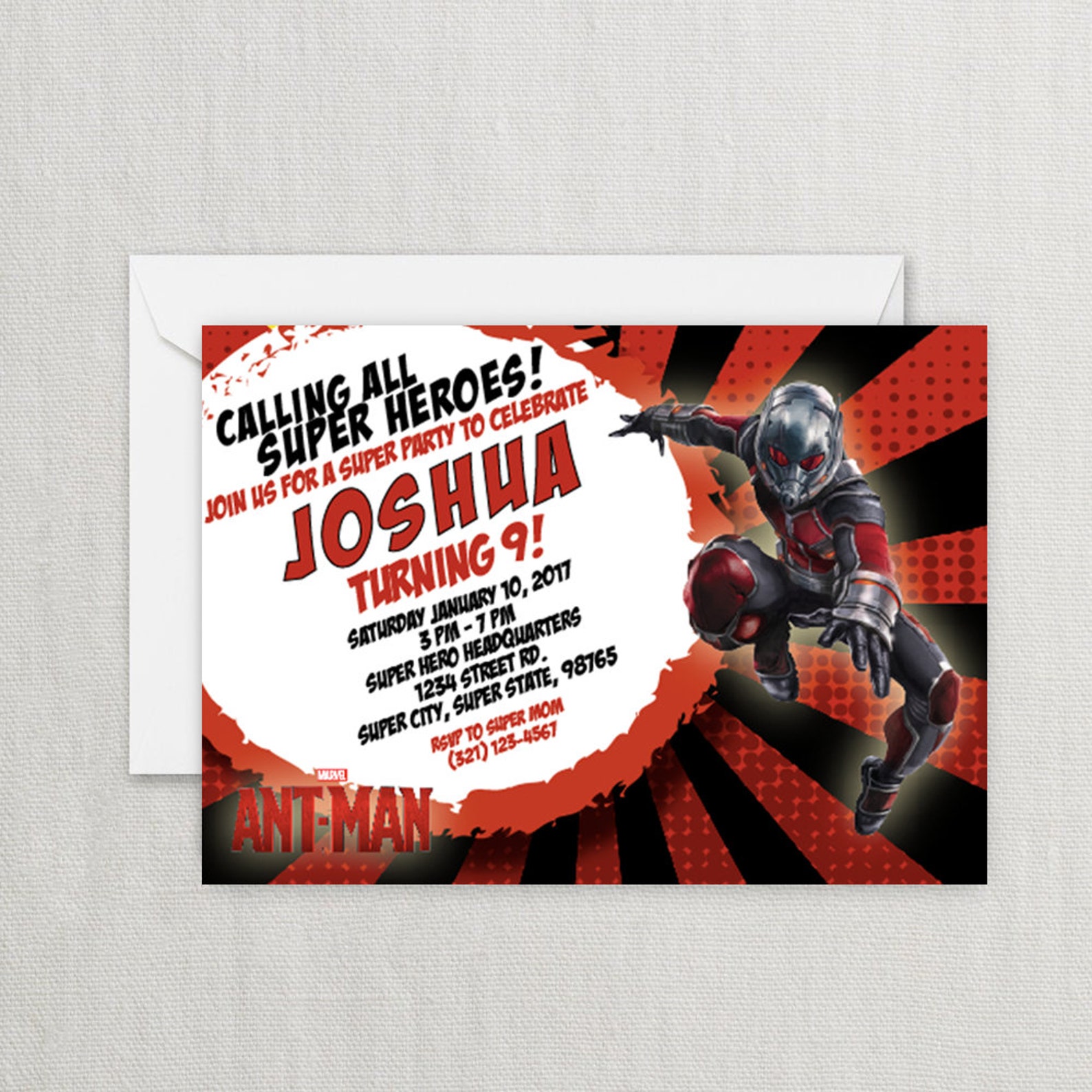 Antman Invitation - Ant-man Birthday - Ant-man Party - Boy Birthday ...