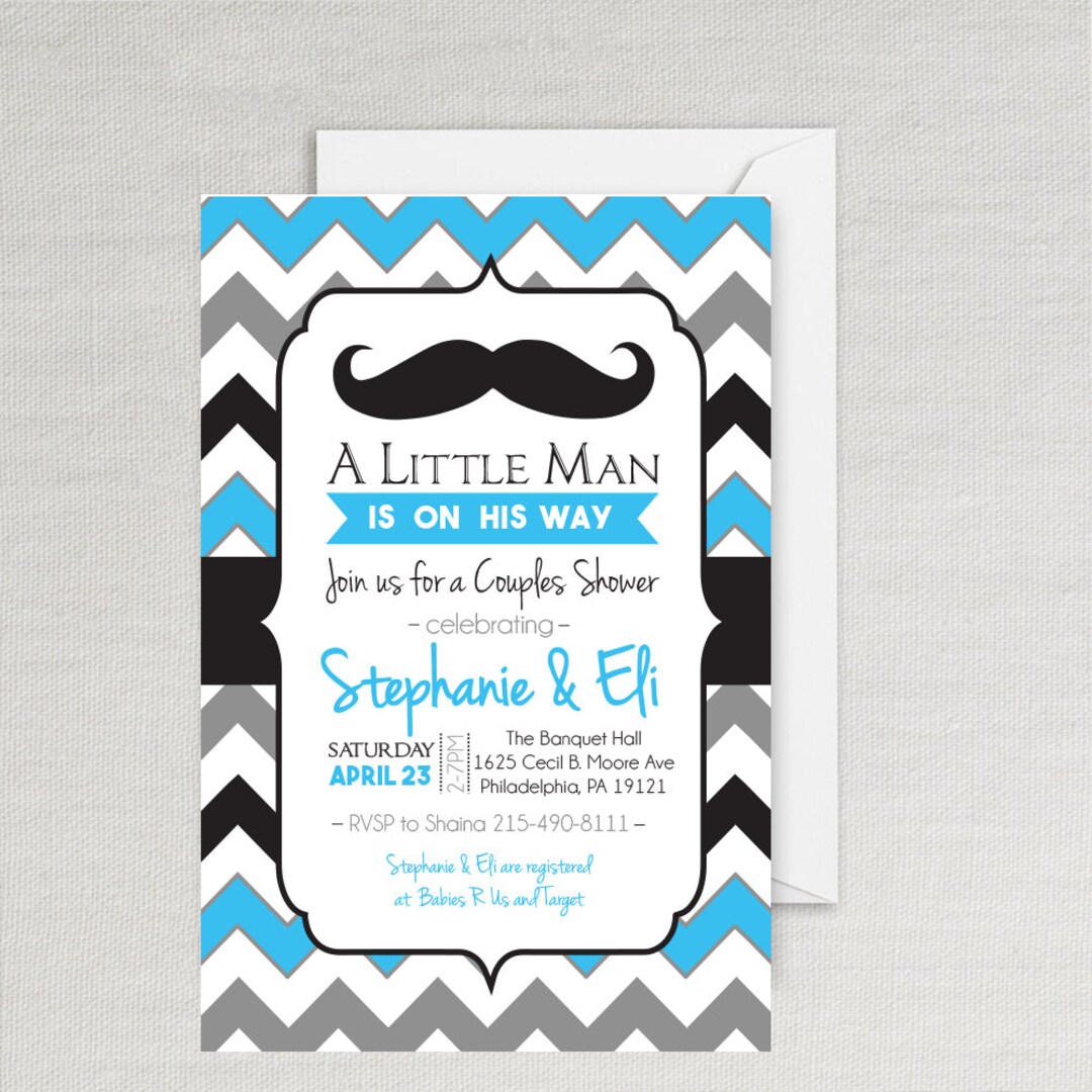 Baby Shower Mustache - Mustache Baby Shower Invitation- "a Little Man ...
