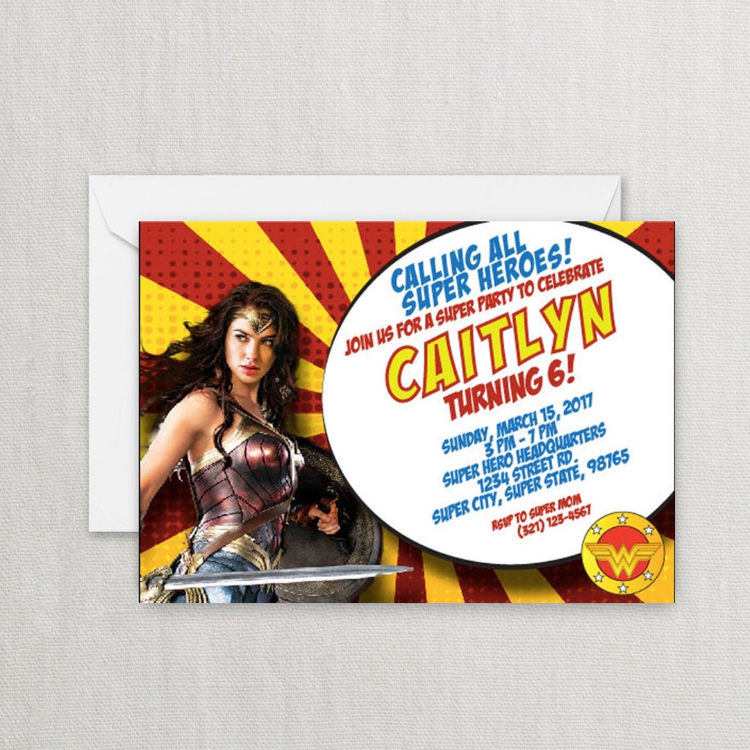 Wonder Woman Birthday Invitation Superhero Birthday, Superhero Girls ...