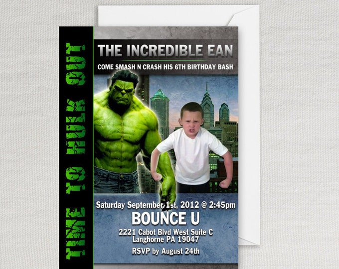 Hulk Party Invitation, Hulk Digital Invitation, Hulk Invitation, Hulk ...