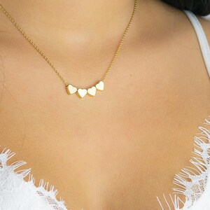 4 Heart Gold Necklace Personalized Gift for Mom Christmas | Etsy