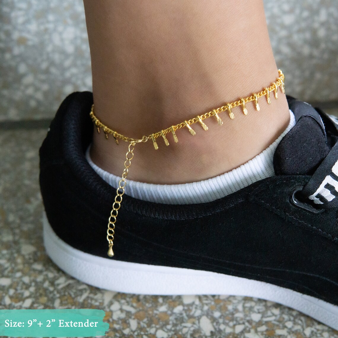 Gold Dangle Chain Anklet Gold Anklets for Women Gold Dangle | Etsy
